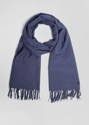 Eden Park Echarpe Unie Frang&eacute;e Bleue