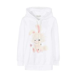 Stella McCartney Baumwoll-Hoodie mit gerippten B&uuml;ndchen - - Sweatshirts & Hoodies - Damen - Wei&szlig; - S