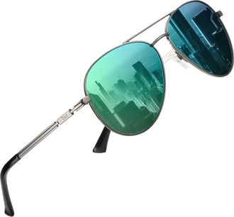 Duco Cool Polarisierte Sonnenbrille Herren Klassische Unisex Fliegerbrille UV400 Filter Kategorie 3 3025K (Gestell: Gunmetal, Gl&auml;ser:Revo Gr&uuml;n)