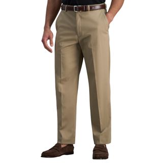 Haggar Herren Premium Freizeithose mit Flacher Vorderseite, B&uuml;gelfrei, Klassische Passform, Khaki, Normale Gr&ouml;&szlig;en Lssige Hose, 38W / 29L