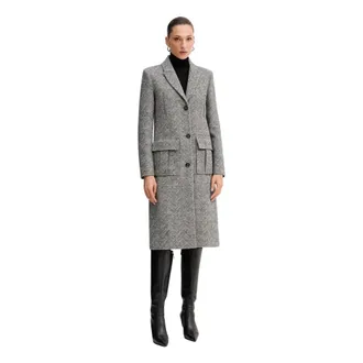 Patrizia Pepe Herringbone Coat - - Coats - Damen - Grau - S