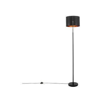 QAZQA Vt - Lampadaire avec Abat-Jour - 1 lumi&egrave;re - h 150 cm - Noir - Moderne - &eacute;clairage int&eacute;rieur - Salon i Chambre i Cuisine i Salle &agrave; manger - Qazqa