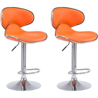 Clp 2er Set Barhocker Las Vegas Kunstleder orange chrom