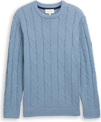 Tom Tailor Herren 1048736 Pullover aus Zopfstrick, 28800-Faded Denim Blue, XL