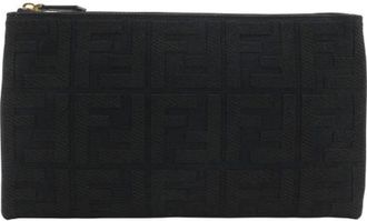 Fendi Pochette Plate Moyenne Pre-owned en Coton - Femme - Pre-owned - Noir - Taille: ONE Size