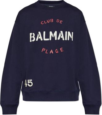 Balmain Homme, Sweatshirts et sweats &agrave; capuche, Bleu, Taille: L SweaT-shirt avec imprim&eacute; Club