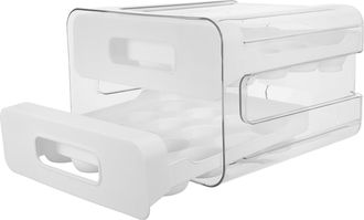 Artibetter BESPORTBLE Eierhalter f&uuml;r K&uuml;hlschrank aus Transparentem Kunststoff mit 32 F&auml;chern Stapelbare Schubladen Eierbox mit Rutschfestem Boden Ausziehbarer Ei