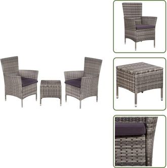 vidaXL 3-tlg. Bistro-Set Poly Rattan Grau - Outdoor M&ouml;bel - Gartenm&ouml;bel - Bistroset - Rattan Gartenm&ouml;bel - Esszimmergarnitur