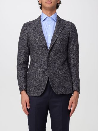 Tagliatore Blazer droit slim fit en laine m&eacute;lang&eacute;e avec poches plaqu&eacute;es