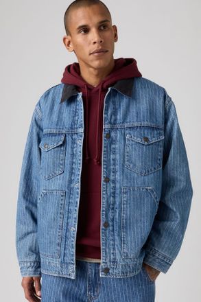 Levi's Munroe Trucker Jacket - Homme - D&eacute;lavage Moyen / Wear Your Stripes Trk - 2XL