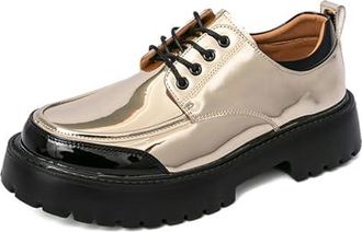 Generic Mocassins à enfiler en cuir verni pour homme - Mocassins tendance - Pour les affaires et les loisirs, doré, 42 2/3 EU