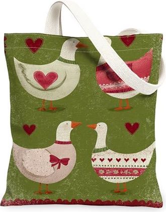 Generic Sacs fourre-tout en toile avec motif coeur, motif oiseaux mignons, sacs d&eacute;picerie, sacs d&eacute;picerie r&eacute;utilisables, rustiques, l&eacute;gers et lavables avec ba