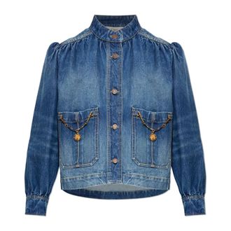 Chlo&eacute; High-Neck Gathered Jacket - - Jackets - Damen - Blau - S