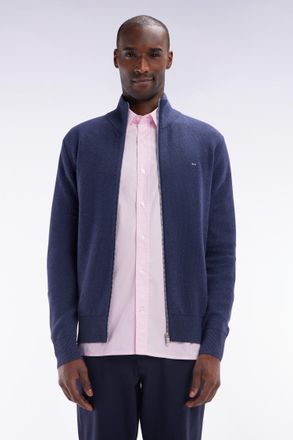 Eden Park Cardigan Zipp&eacute; En Coton Nid Dabeille Marine Coupe Droite