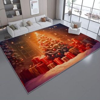 Generic Tapis 140 x 200 cm D&eacute;coratif De Sapin De No&euml;l De Dessin Anim&eacute; Et De R&ecirc;ve, Tapis De Chambre &agrave; Coucher antid&eacute;rapant Poil Court - pour Salon Chambre &agrave; Co