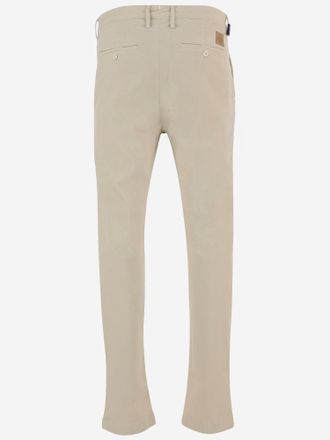 Jacob Cohen Mens Pants Stretch Cotton-Blend Ivory Lyocell Trousers