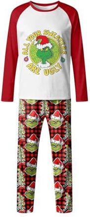 Generic Le Grinch Pyjama Noel Famille De Grinch Assorti Hiver Adulte Vetement Costume Pull Homme The Femme Coton Ensembles Bebe Couple Deguisement Enfant Garc