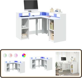 vidaXL LED-Schreibtisch Weiß 130x130x91 cm Holzwerkstoff - Vidaxl