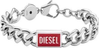 Diesel Armband Für Männer Stahl, Länge: 180-195mm, Breite: 12mm, Höhe: 4.3mm Silber Edelstahlarmband, DX1371040