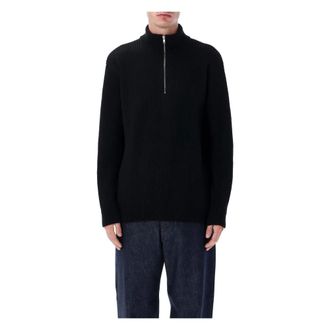 Colorful Standard Homme, Pulls, Noir, Taille: S Pull Oversize à Fermeture Éclair au Col