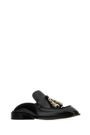 Loewe Womens Black Leather Edge Slippers Flat Shoes