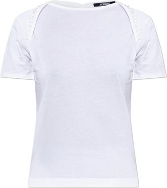 Jacquemus Femme, Tops, Blanc, Taille: 40 FR T-Shirt Col Rond