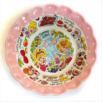 Blond Amsterdam Obstschale Ø23,5 cm - Rosa - Handbemalte Keramik - Frühling/Sommer Kollektion - vielseitig & dekorativ