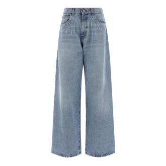 Giuseppe Di Morabito Femme, Jeans, Bleu, Taille: W26 Jean Large Taille Haute Orn&eacute; de Cristaux