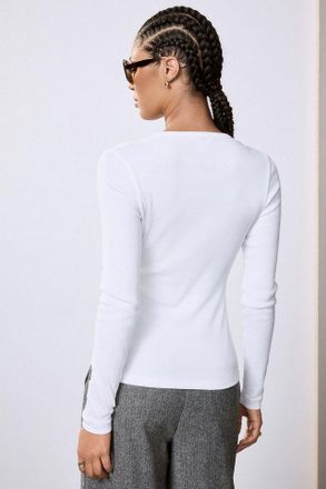 Next T-Shirt Geripptes, durchgekn&ouml;pftes Henley-Langarmshirt (1-tlg)