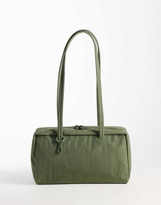 Baggu Nylon-Schultertasche im Bowler-Stil in Helloliv-Gr&uuml;n
