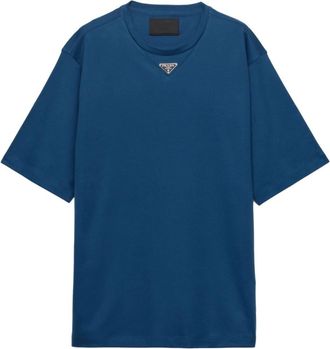 Prada T-Shirt mit Triangel-Logo - Blau