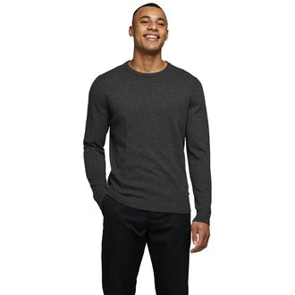 Jack & Jones D&uuml;nner Langarm Strickpullover Rundhals Basic Sweater Shirt Jumper JJEBASIC, Farben:Dunkelgrau,Gr&ouml;&szlig;e Pullover:XXL