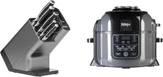 Ninja Bloc-couteaux Ninja Foodi StaySharp avec Affûteur, 6 Pièces Aiguisés, Acier Inoxydable, K32006EU + Multicuiseur Ninja Foodi, Air Fryer, 7-en-1, 6L, 7 