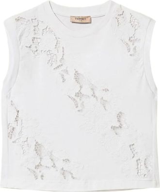 Twinset Femme, Tops, Blanc, Taille: 38 FR Lace-Panelled Top