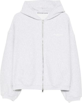 Alexander Wang SweaT-shirt zipp&eacute; oversize &agrave; logo - Femme - Sweatshirts et sweats &agrave; capuche - Gris - Taille: 42 FR