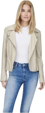 Only Only, Femme, Vestes, Beige, Taille: 36 FR Veste Biker Cuir Femme