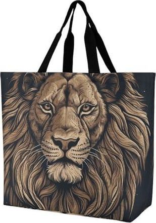 Generic Lion De Dessin Anim&eacute; Sac A Main Femmes R&eacute;utilisable Tote Bag Imperm&eacute;able Sac A Main Femme Pour Gym Travail Universit&eacute;
