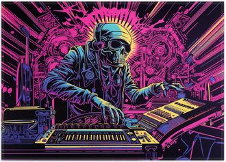 Wallario Rutschfester, Teppich mit Motiv - Fußmatte DJ der Unterwelt, Größe 50 x 70 cm - flachgewebt