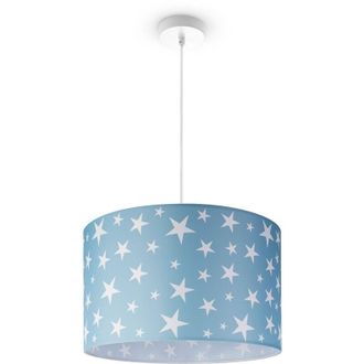 Paco Home Paco Home - Plafonnier Chambre Enfant Suspension B&eacute;b&eacute; Abat-Jour Tissu Rond &Eacute;toiles Lampe &agrave; suspension - Blanc, Design 5 (&Oslash;45,5 cm)