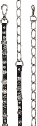 Campomaggi Femme, Accessoires, Noir, Taille: ONE Size Bandouli&egrave;re en cuir Vacchetta avec clous et rivets