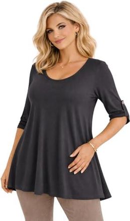 Eye Catch Eyecatch TM Oversize - Haut Tunique manches longues 3/4 large col rond grandes tailles- Jessica - Femme