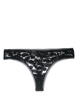 Eres string Tanga à fleurs en dentelle - Noir