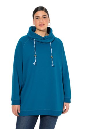 Ulla Popken Damen gro&szlig;e Gr&ouml;&szlig;en Bis 64, Sweatshirt mit Stehkragen, Pullover, Raglanform, Rippb&uuml;ndchen, Lange &Auml;rmel, blaugr&uuml;n 46+ 713963768-46+