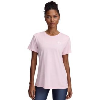 Under Armour Damen Tech Twist Short Sleeve Crew, (647) Prime Pink/Wei&szlig;, Mittel