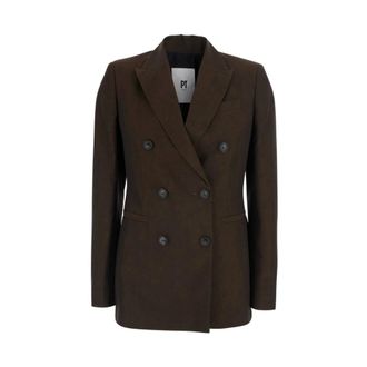 Pantaloni Torino Femme, Vestes, Brun, Taille: 40 FR Veste Fine en Lin et Toile de Coton