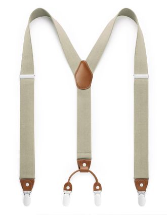 Hisdern Herren 3,5 cm breiter Hosenträger in Y-Form mit sehr Starken 4 Metall Clip für Männer und Damen elastisch und verstellbar Champagner