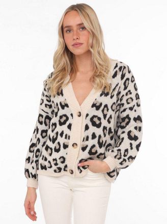 Zwillingsherz Strickjacke Oversize Cardigan Big Leo Cardigan mit Knöpfen und auffallendem Leo Muster