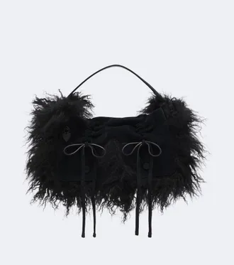 Acne Studios Multipocket Schultertasche aus Veloursleder