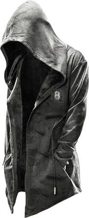 Generic Veste imperméable à capuche pour homme - Manteau de pluie long léger avec capuche - Trench coupe-vent noir pour homme - Vêtement dextérieur à capuche 