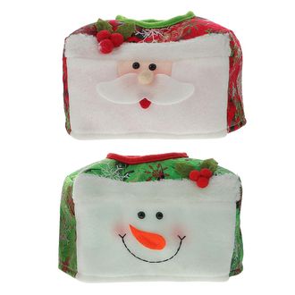 TOPBATHY 2 St&uuml;Ck Weihnachts Taschentuchbox Aus Stoff Rechteckiger Taschentuchbox-Halter Mit Weihnachtsmann & Blatt Design Tragbare Taschentuchboxen-Abdeckung f